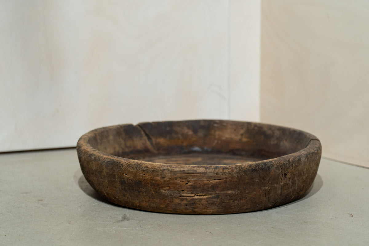 Vintage Large Round Wooden Bowl No 1 - Botanical Boys