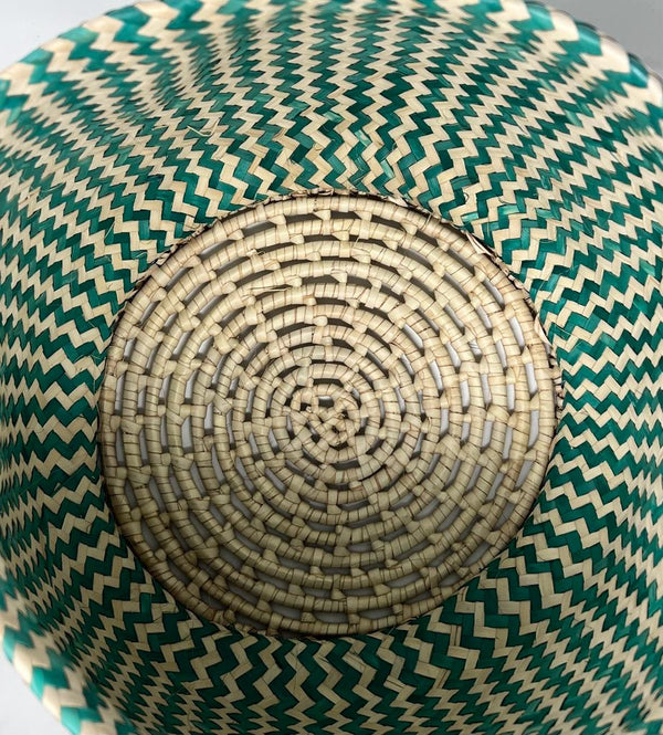 Zig Zag Woven Planter Basket Green - Malawi - Botanical Boys