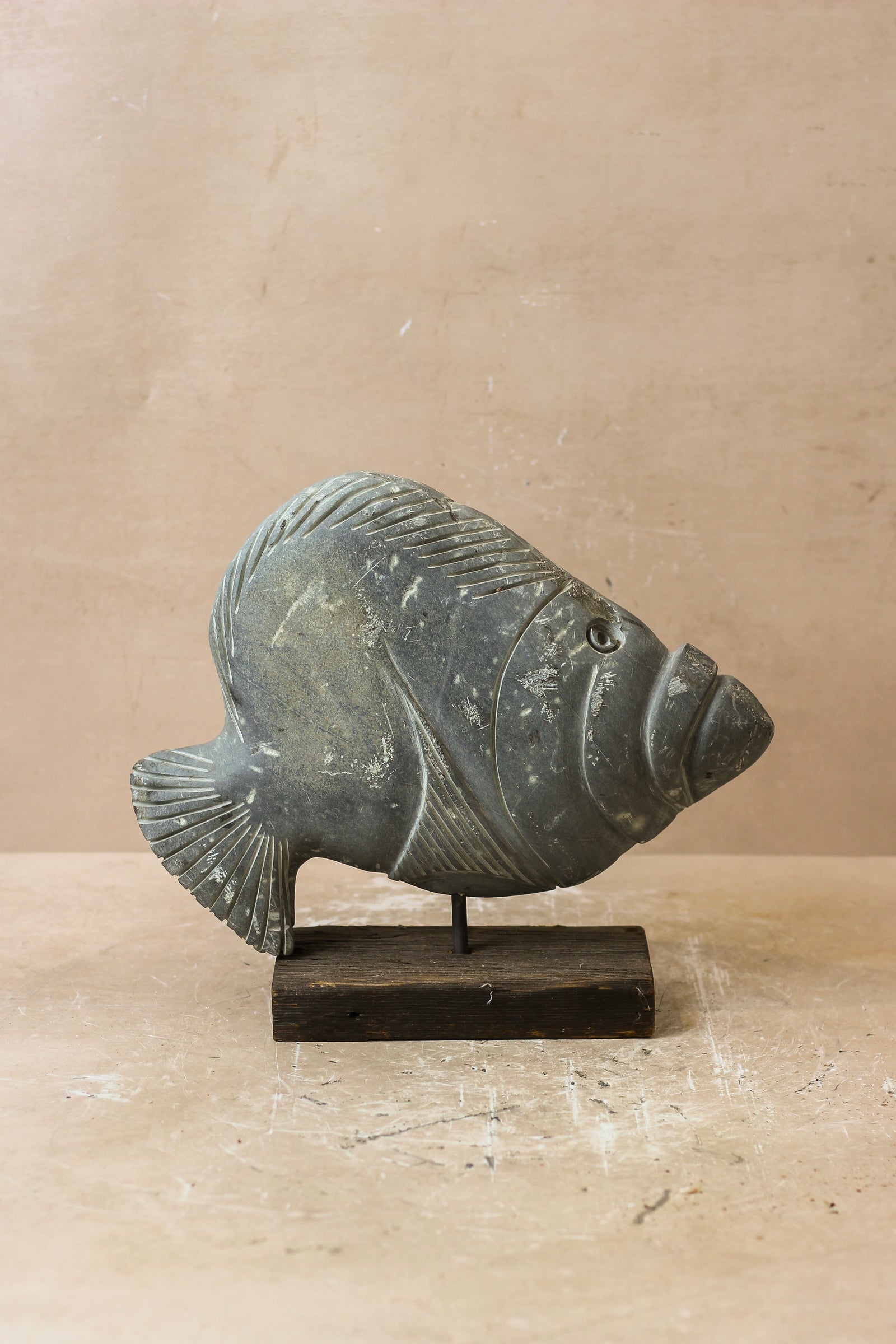 Stone Fish Sculpture - Zimbabwe - 35.6 - Botanical Boys