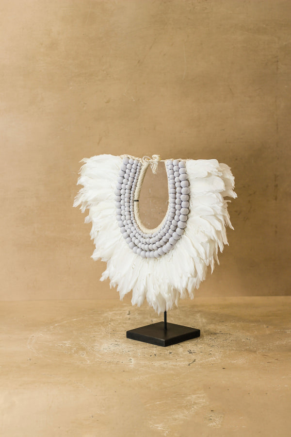 Handmade Feathers and Beads Necklace - 22.6 - Botanical Boys