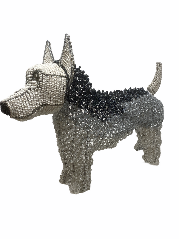 Hand Beaded Dog Sculpture - Botanical Boys